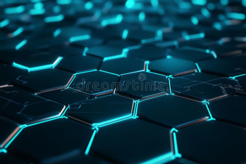 A Futuristic AI-inspired 3D Background with Hexagonal Panels Connected ...