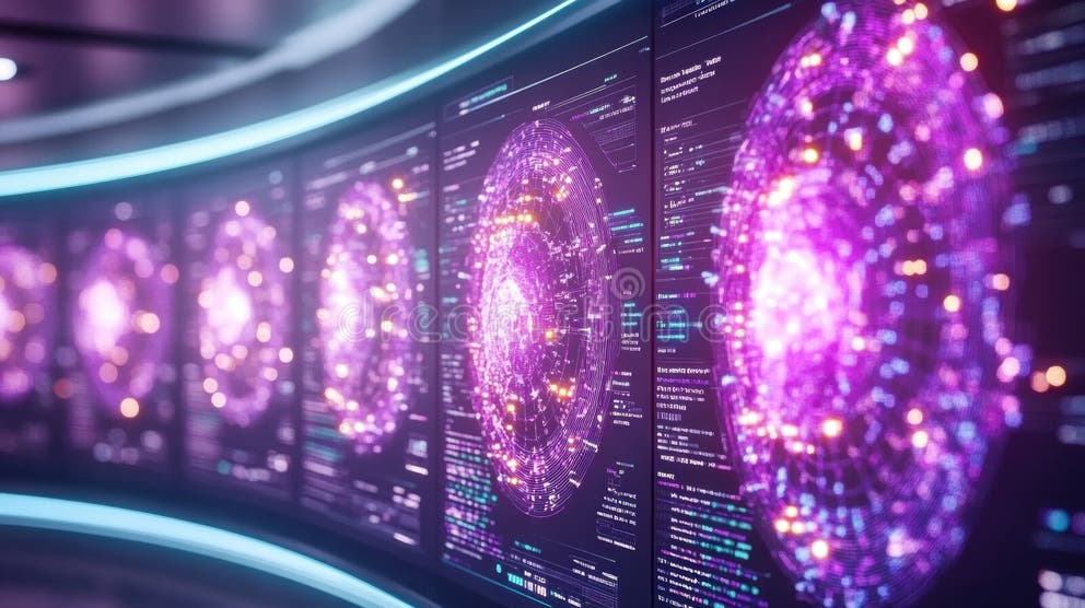 Futuristic Ai Interface with Complex Data Visualizations and Neural ...