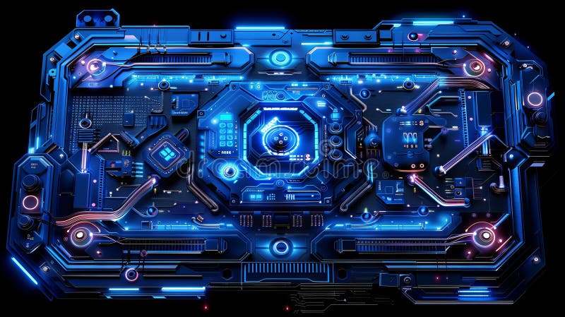 Futuristic AI Interface. Cyberpunk Tech Design, Blue Glowing Elements ...