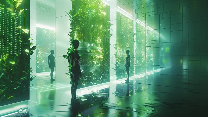 Futuristic AI Interfaces and Sustainable Technology Systems. People ...