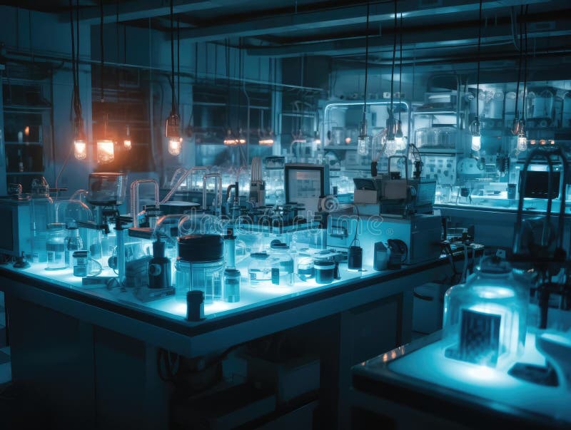 Futuristic AI Lab with Advanced Equipment Stock Illustration ...