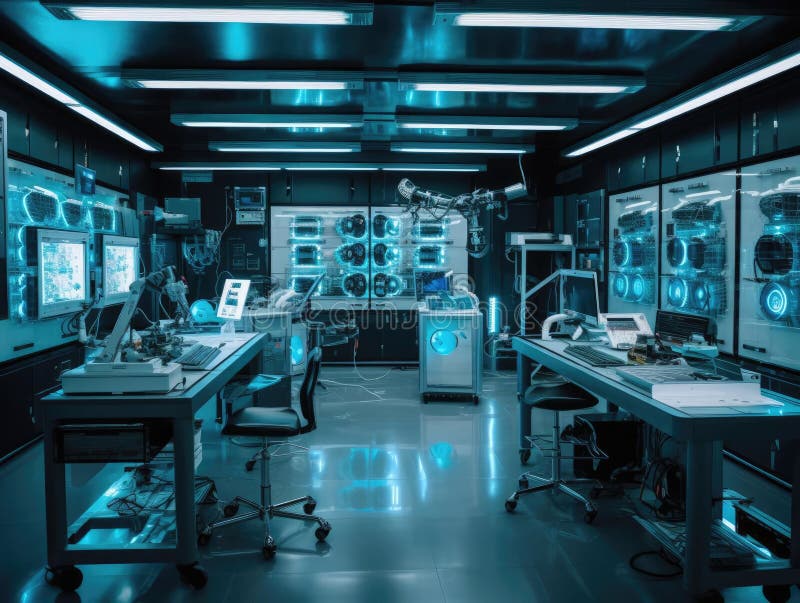 Futuristic AI Lab with Advanced Equipment and Software Stock ...