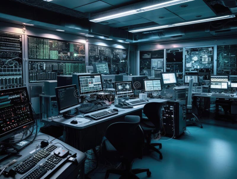 Futuristic AI Lab with Advanced GPUs Stock Illustration - Illustration ...