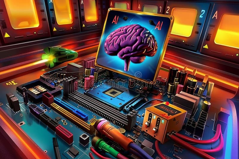 Futuristic AI Lab with Brain Illustration, Advanced Technology in ...