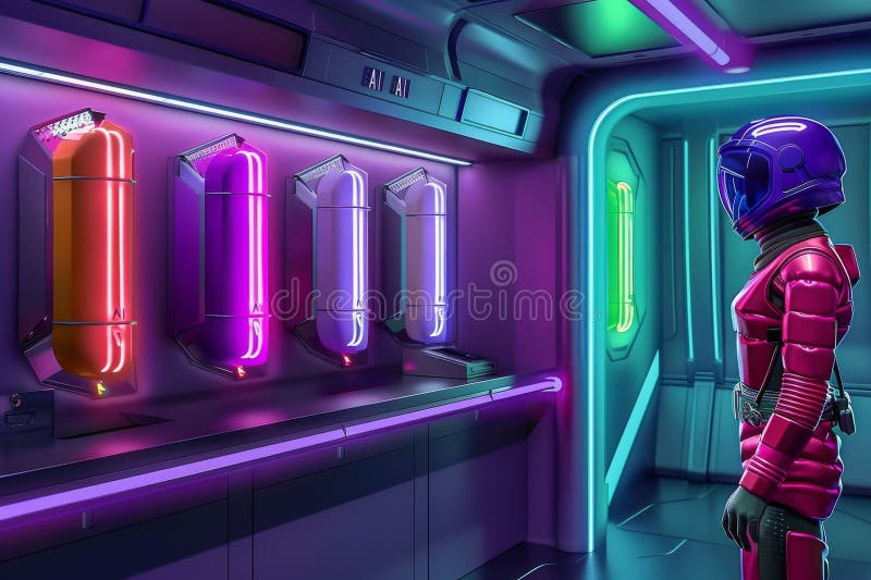 Futuristic AI Lab with Neon Lights, Representing Advanced Technology ...