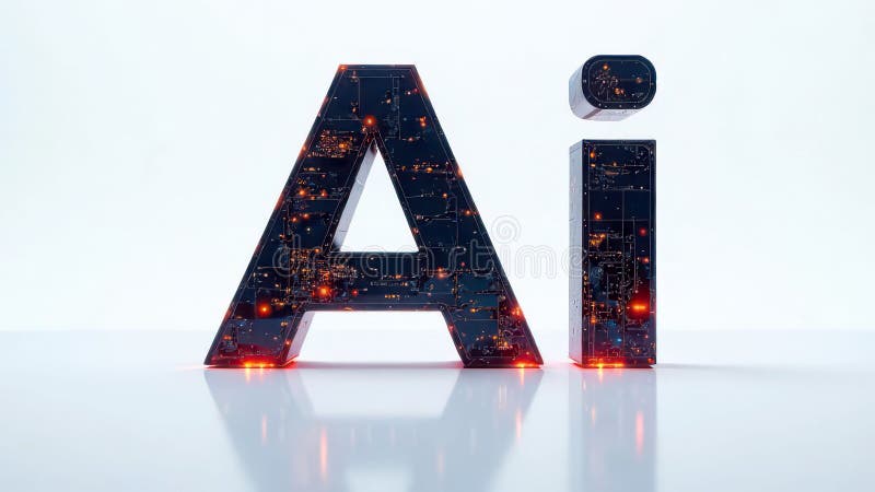 Futuristic Ai Letters with Circuitry and Glowing Orange Highlights on ...