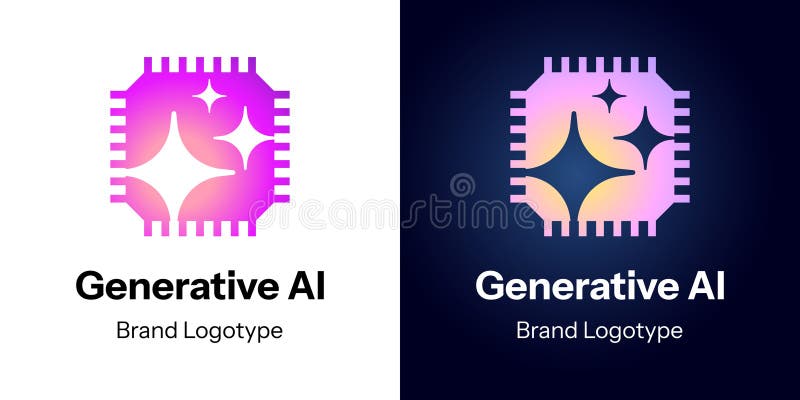 Futuristic AI Logo Featuring Microchip with Digital Networking ...