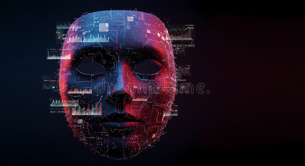 Futuristic AI Mask Displays Dynamic Data Streams Symbolizing Advanced ...