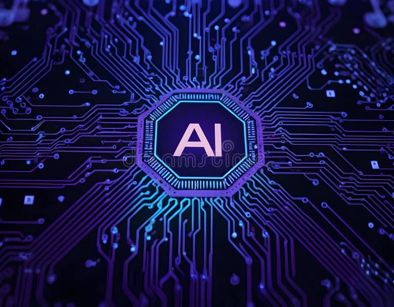 Futuristic AI Microchip Circuit Board, Technology and Innovation Theme ...
