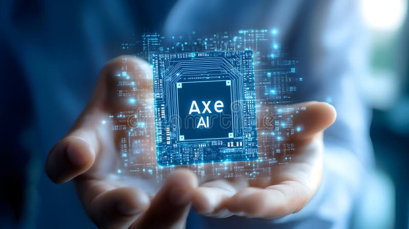 Futuristic AI Microchip Held in Palm of Hand, Glowing Circuitry ...