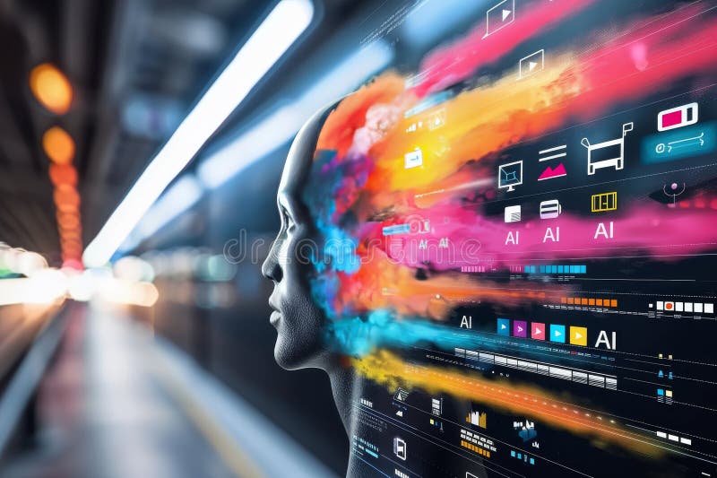 Futuristic AI Microchip with Neon Lights and Digital Interface ...