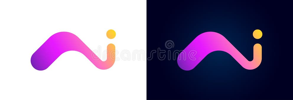 Futuristic AI Monogram Logo with Digital Geometric Design. Vector ...