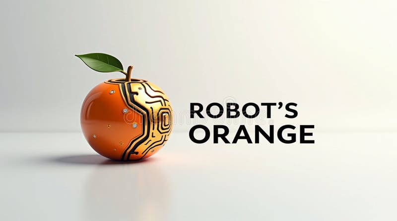 Futuristic AI Orange with Circuit Design Detail Stock Illustration ...