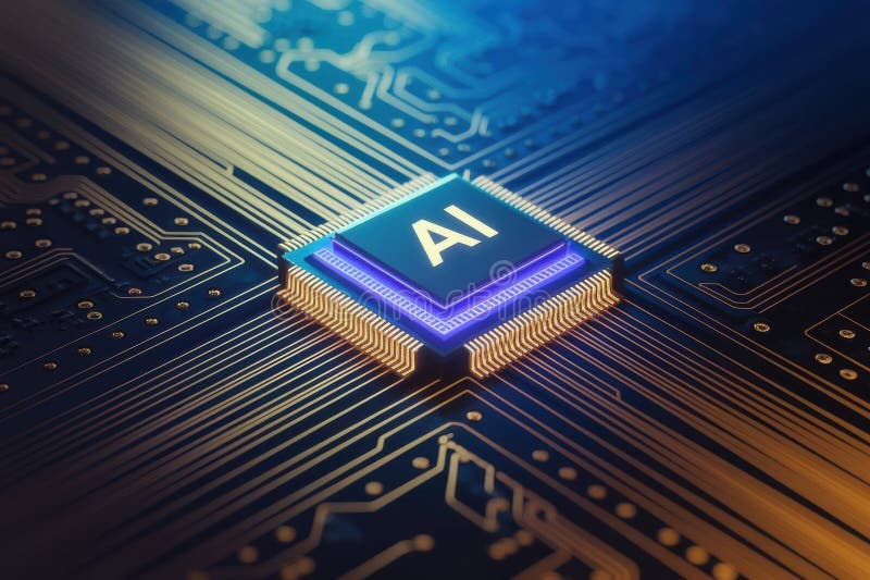 Futuristic AI-Powered Central Processor Unit on High-Tech Circuit Board ...