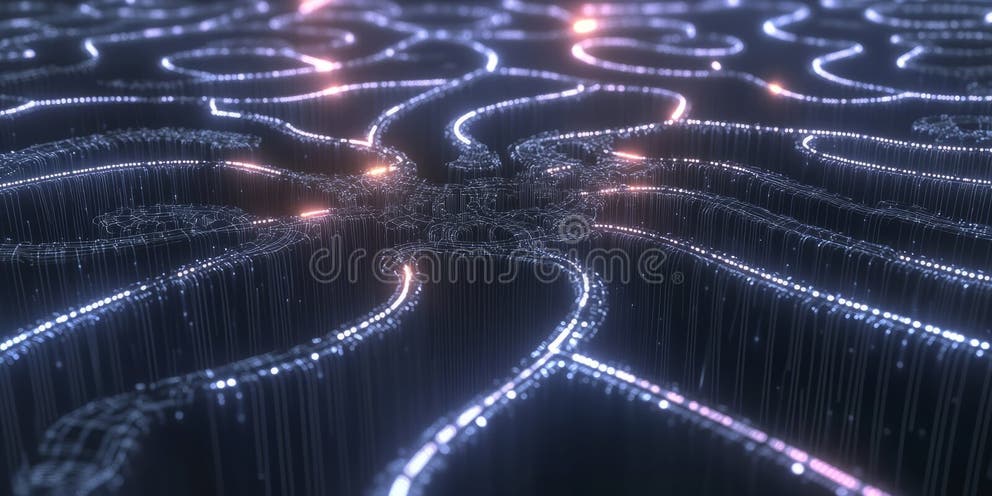 A Futuristic Ai Powered Decentralized Computing Network Featuring Glowing Cybernetic Real Time