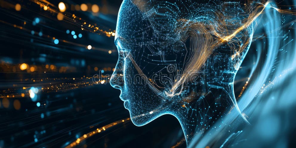 A Futuristic AI-powered Deepfake Detection System, Displaying Glowing ...