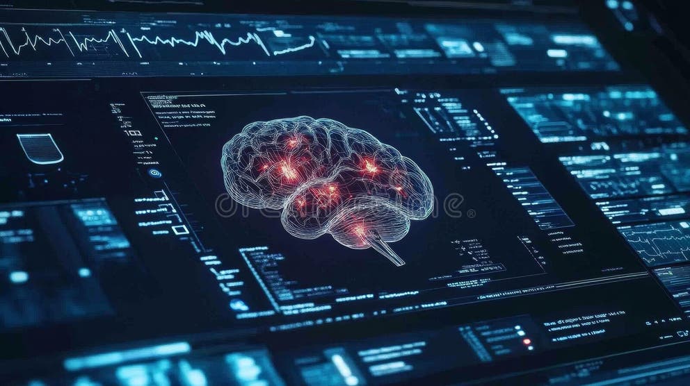 Futuristic AI Powered Diagnostics Displaying Data Visualization ...