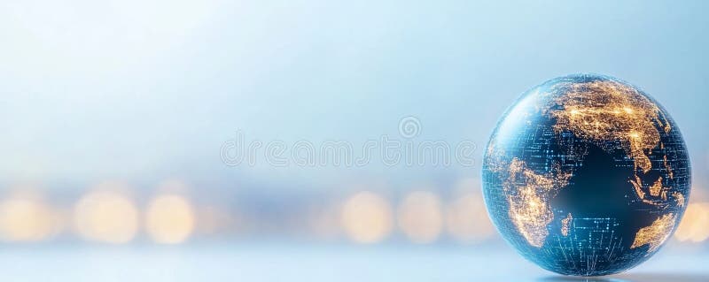 Futuristic Ai Powered Digital Globe Showing Western Europe Glowing in ...