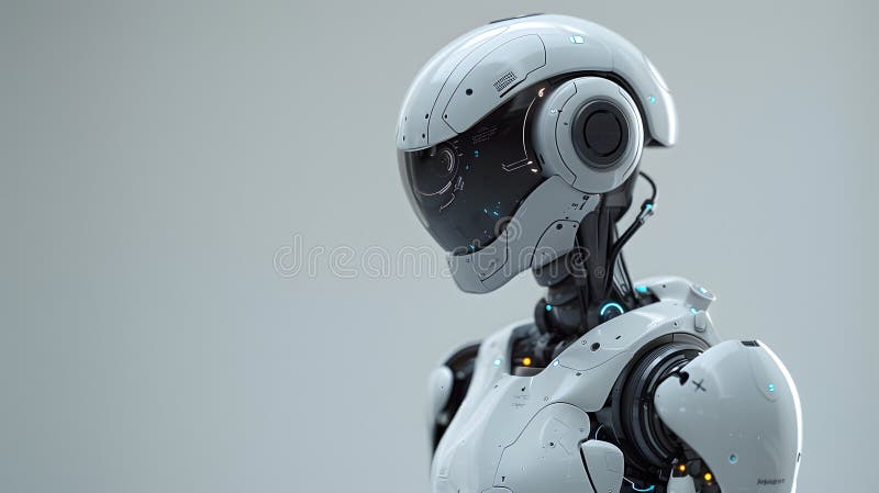 Futuristic AI-Powered Robot on Minimalist Canvas Stock Illustration ...