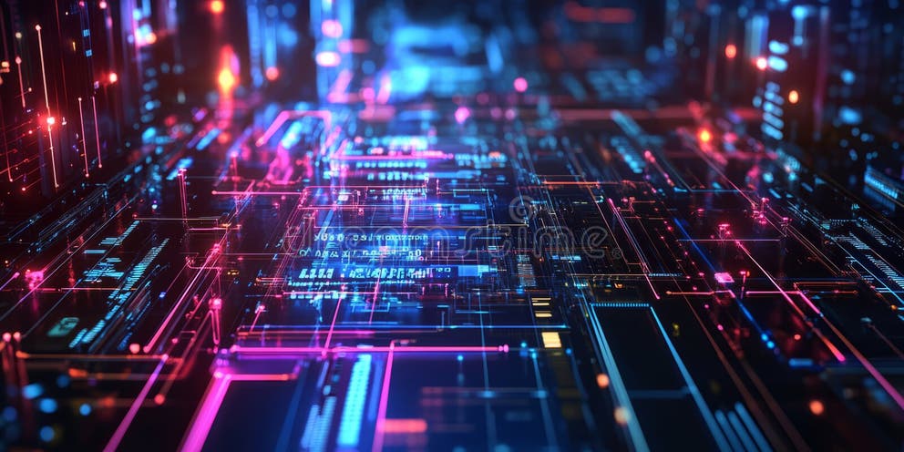 A Futuristic AI-powered Ultra-fast Computing Network, Featuring Glowing ...