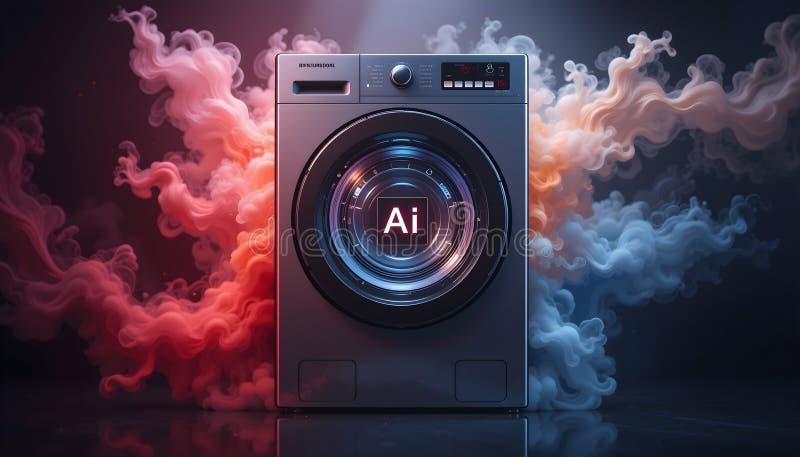 Futuristic AI-Powered Washing Machine with Dynamic Lighting Stock ...