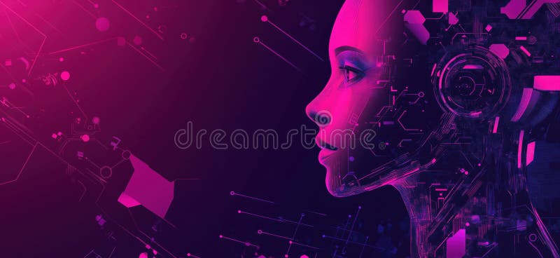 Futuristic AI Profile with Digital Circuitry and Neon Colors ...