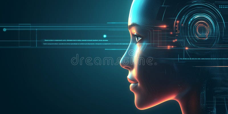 Futuristic AI Profile with Digital Interface and Cybernetic Elements ...