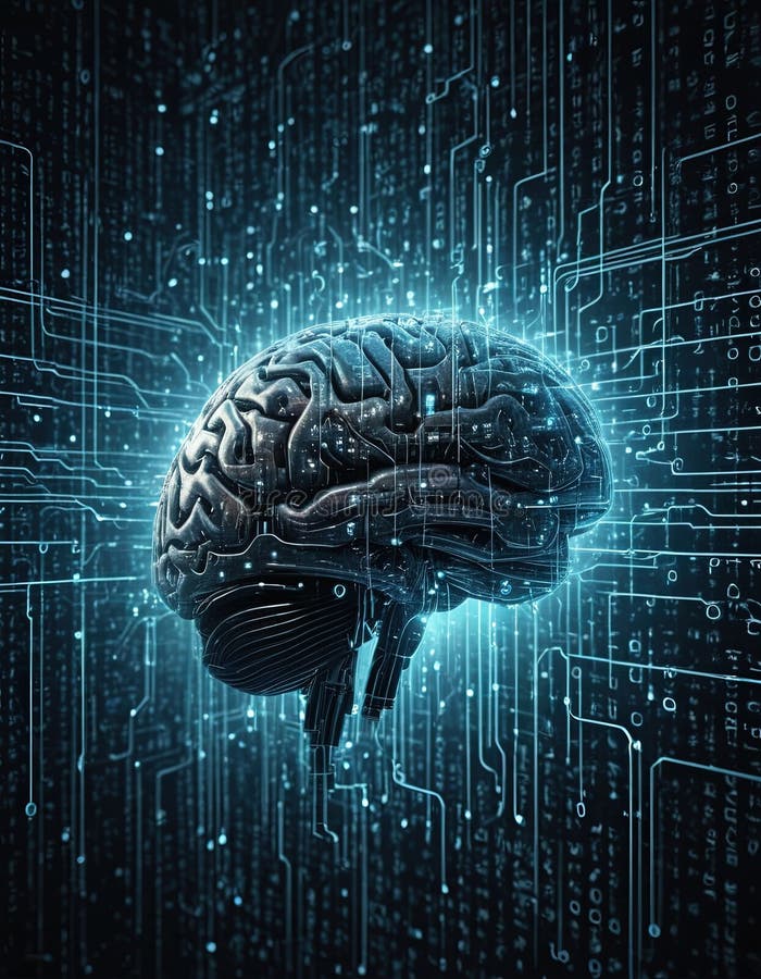 Futuristic AI Quantum Human Digital Brain with Neural Data Streams of Binary Code. AI Technology ...