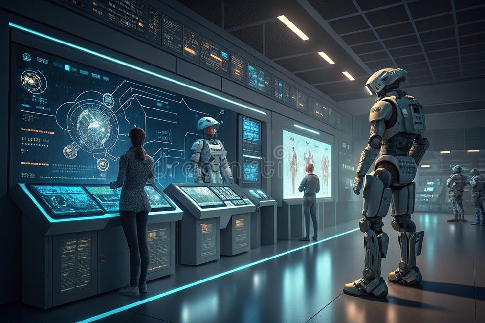 AI Research Facility with Holographic Data Projections AI Generated ...