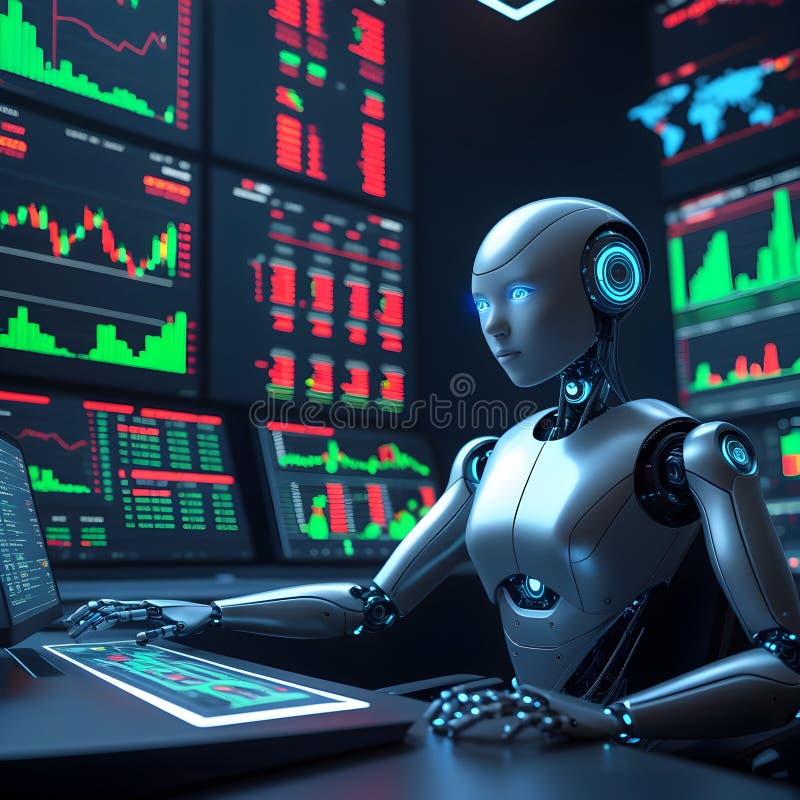 Ai Robot Trading Stock Market Data Analytics Stock Illustration ...