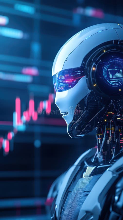 Futuristic AI Robot Analyzing Financial Data and Trends Stock ... Futuristic AI Robot Analyzing Financial Data and Trends Stock ...