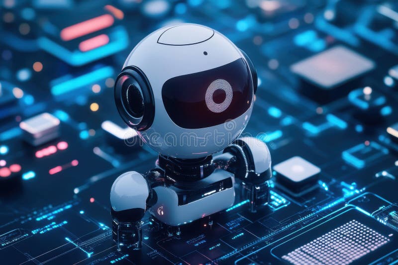 Futuristic Ai Robot on Circuit Board - Advanced Technology Concept ...