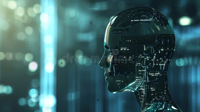 Futuristic AI Robot with Digital Interface Stock Photo - Image of ...