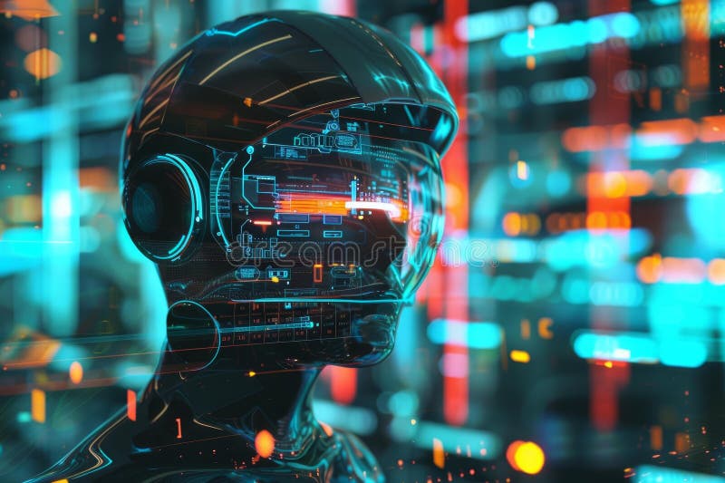 Futuristic Ai Robot with Digital Interface Stock Photo - Image of ...