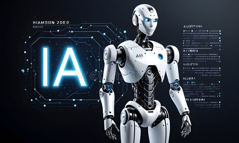 Futuristic AI Robot with Digital Interface Stock Image - Image of ...