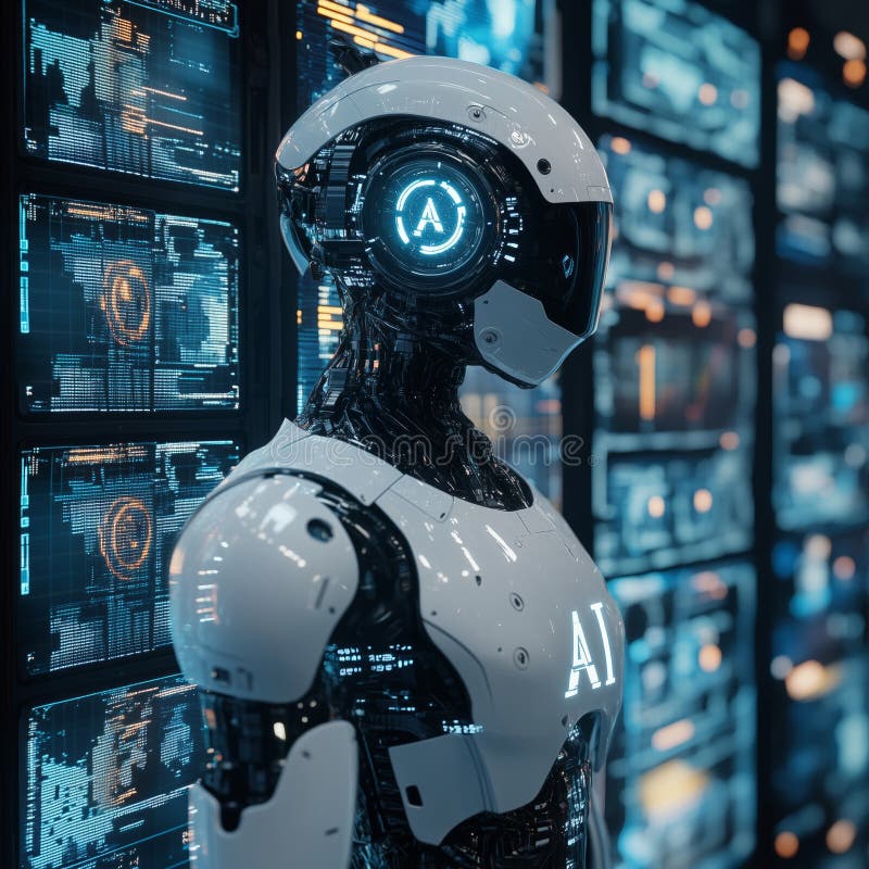 Futuristic Ai Robot with Digital Interfaces in High-tech Lab Stock ...