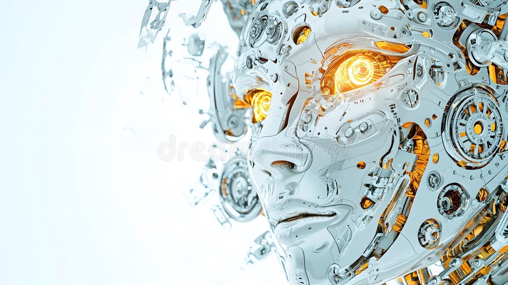 Futuristic AI Robot Face Advanced Technology Artificial Intelligence ...