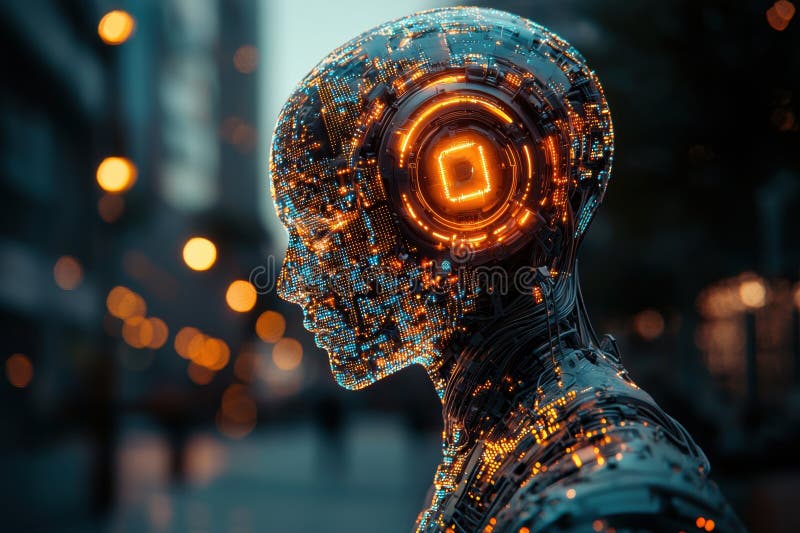 Futuristic AI Robot Head Cyborg Technology Digital Network Innovation ... Futuristic AI Robot Head Cyborg Technology Digital Network Innovation ...
