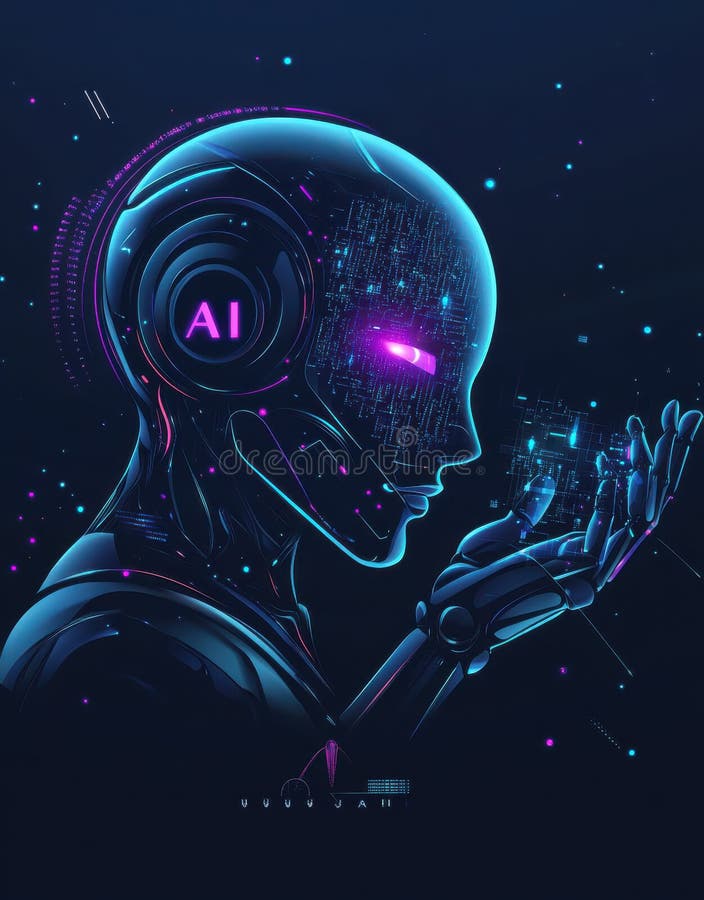 Artificial Intelligence Cyborg Head Glowing Neural Circuits Ai Generated Stock Photos - Free ...