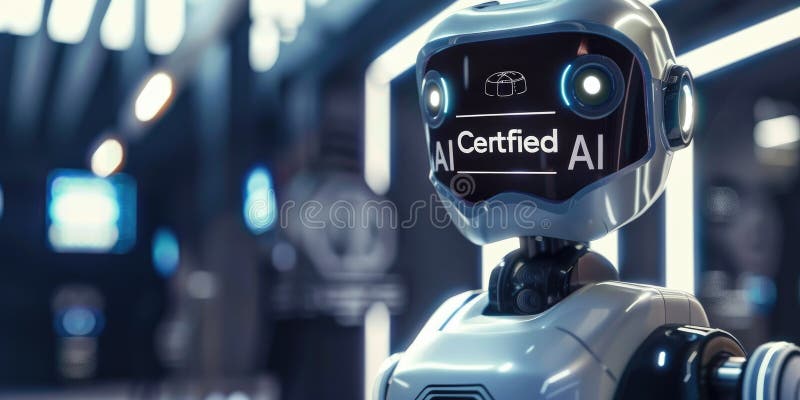 Futuristic AI Robot in Hightech Armor, with Glowing Eyes, Ready To ...