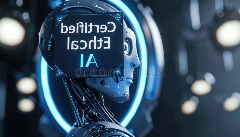 Futuristic AI Robot in Hightech Armor, with Glowing Eyes, Ready To ...