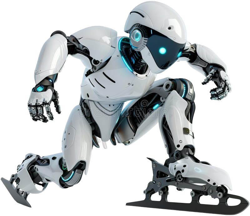 Futuristic AI Robot Ice Skating in Dynamic Pose - Sci-Fi Concept Art ...