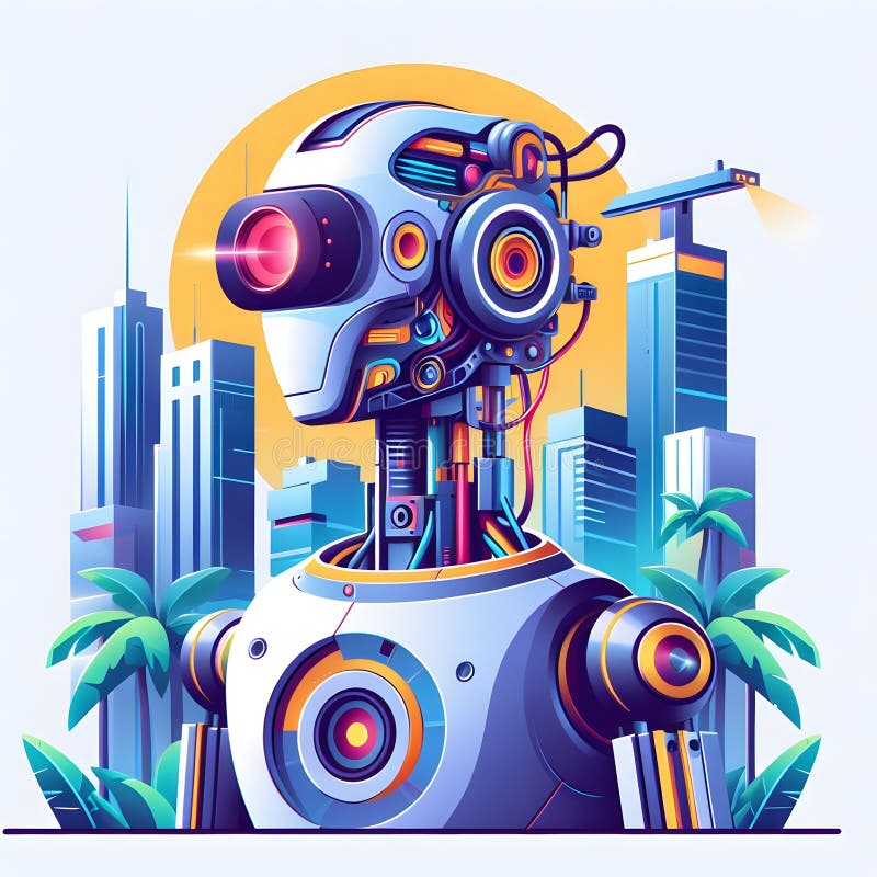 Futuristic AI Robot: Minimalistic 3D Realistic Illustration Eps 22 ...