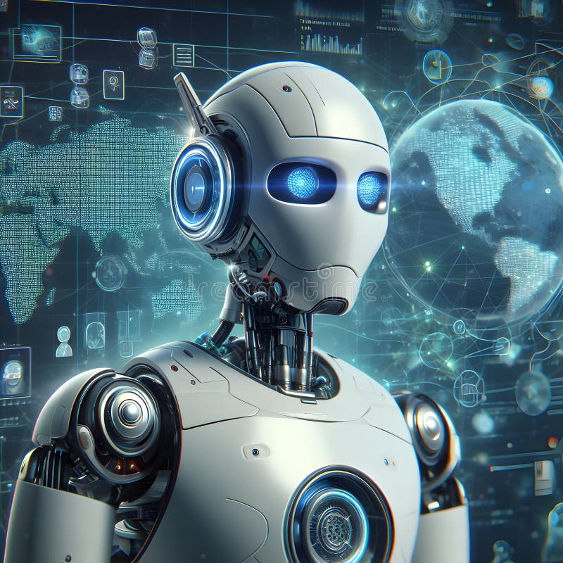 Futuristic AI Robot: Minimalistic 3D Realistic Illustration Eps 8 Stock ...