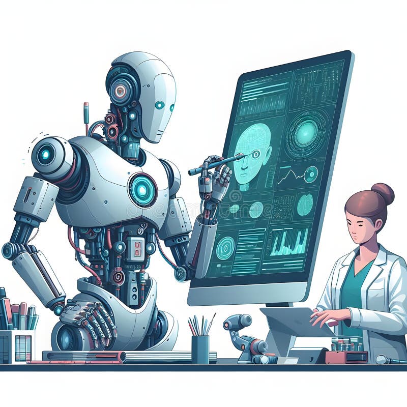 Futuristic AI Robot: Minimalistic 3D Realistic Illustration Eps 4 Stock ...