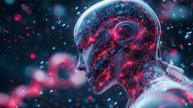 Futuristic AI Robot Profile with Digital Circuitry Generative AI Stock ...