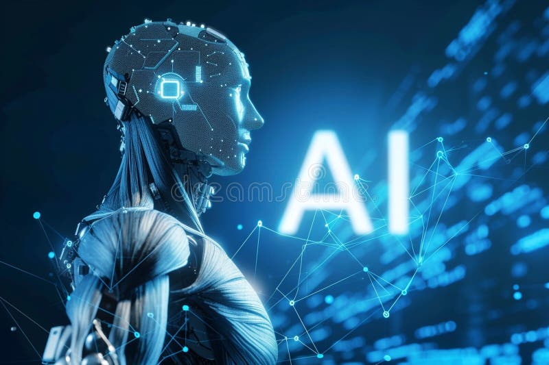 Futuristic Ai Robot Profile Glowing Interface Elements Stock Photos - Free & Royalty-Free Stock ...