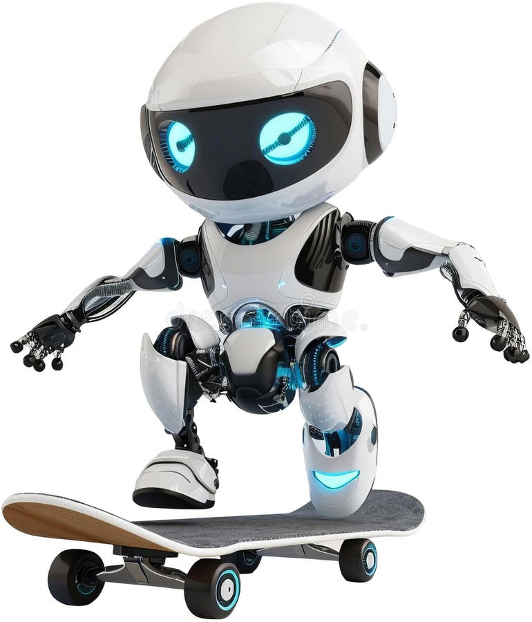 Futuristic AI Robot Skateboarding - Cutting-edge Tech and Fun Stock Image - Image of action ...