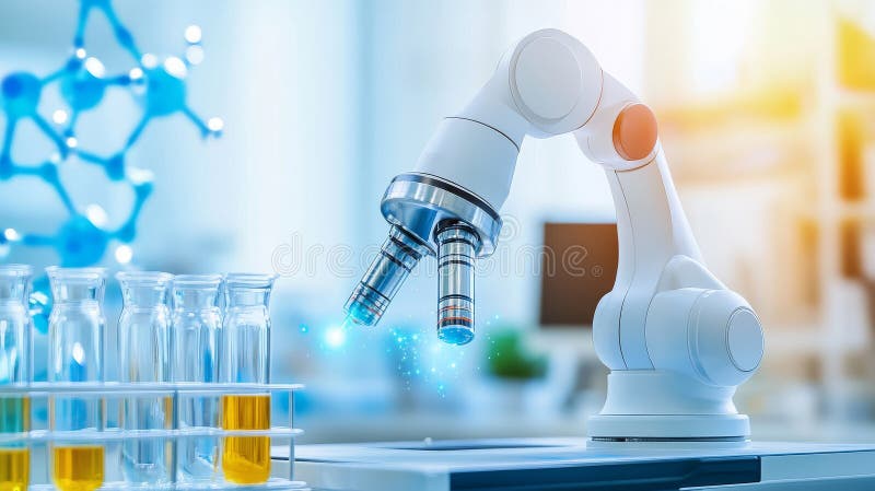 Futuristic AI Robotic Arm in High-Tech Biotech Lab Stock Illustration ... Futuristic AI Robotic Arm in High-Tech Biotech Lab Stock Illustration ...