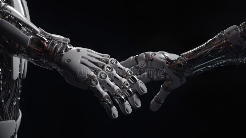 Futuristic AI Robotic Hand. Artificial Intelligence Stock Illustration ...
